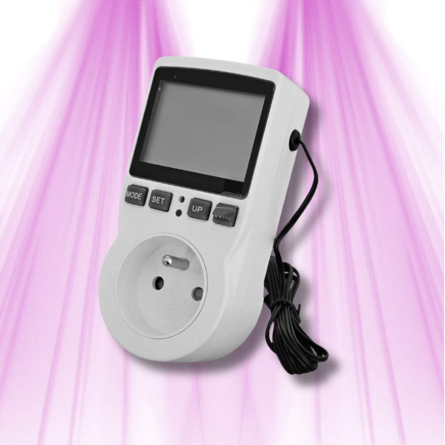 Digital thermostat with remote probe - Large LCD screen - GrowLED